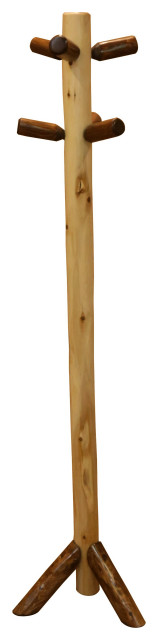 Two-Tone White Cedar Log Coat Tree - Rustic - Coatracks And Umbrella ...