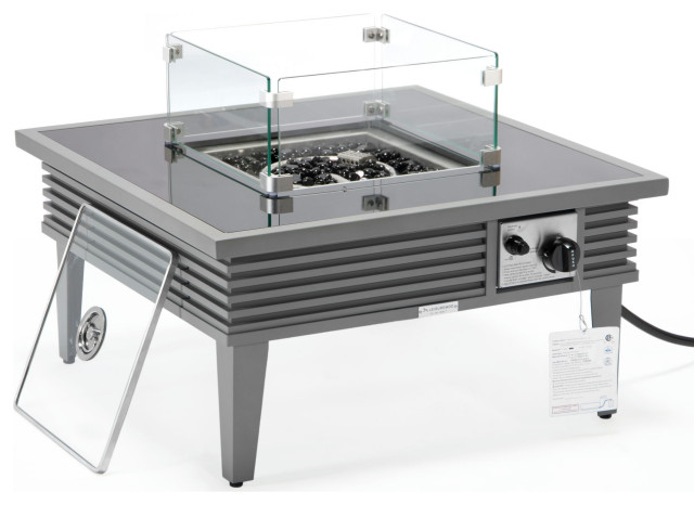 Leisuremod Walbrooke Outdoor Patio Aluminum Square Slats Design Fire ...