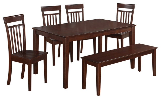 6-Piece Kitchen Table With Bench Set, Table and 4 Chairs and 1 Bench ...