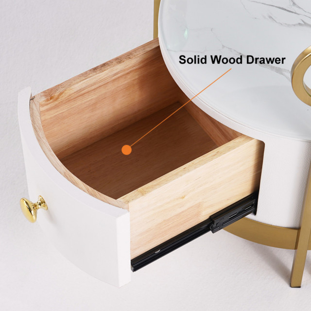 Modern Nightstand With LED Light Bedside Table With Wireless Charging ...