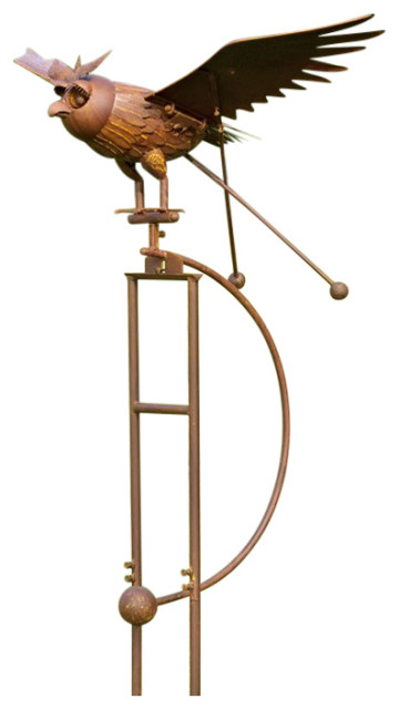 Large Iron Rocking Owl "Winslow" with Moving Wings Garden Stake ...