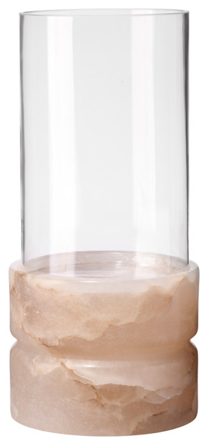 Coastal Style Clear Alabaster Charlotte Stacked Hurricane, Tall ...