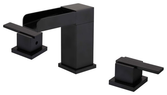 MILL Waterfall Double Handle Right-Angled Bathroom Sink Faucet Matte ...