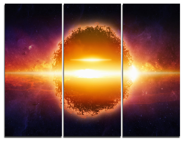 "Exploding Planet in Space" Space Digital Canvas Print, 3 Panels, 36 ...