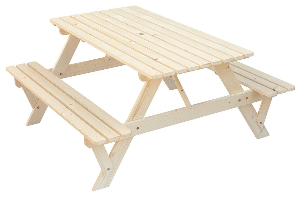 Classic Outdoor Picnic Dining Table, Composed Hardwood Construction ...