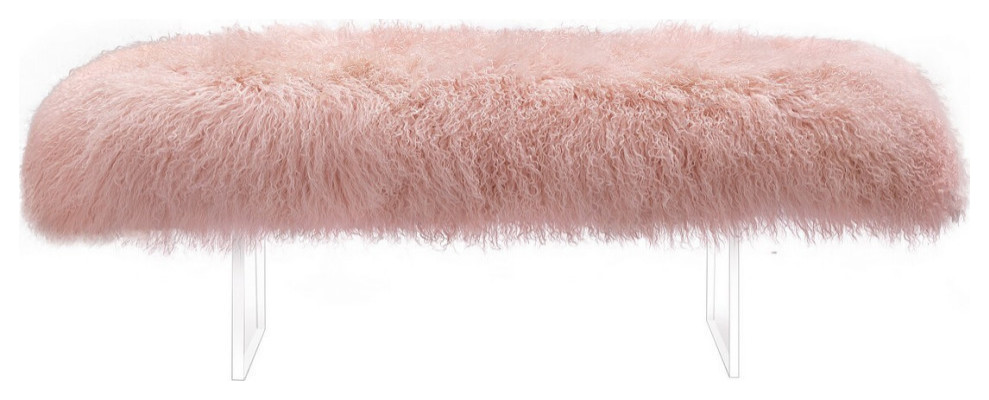 Ramona Sheepskin Bench, Blush - Contemporary - Upholstered Benches - by ...