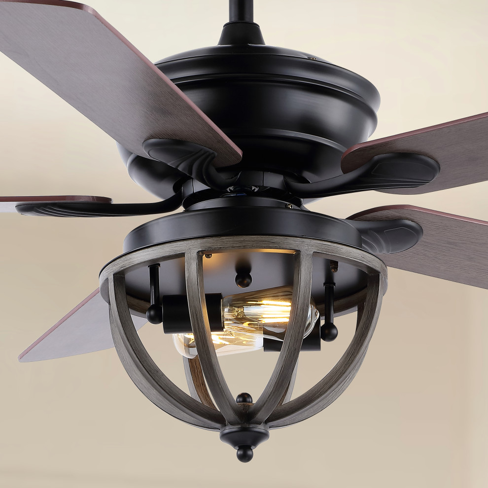 Jasper 52" 2-Light Farmhouse Iron Dome Shade LED Ceiling Fan With ...