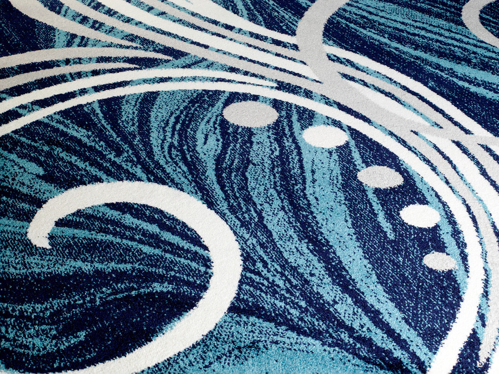 Summit (H61) Navy Blue Abstract Swirl Design Area Rug, 22"x35 ...