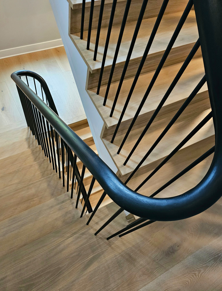 115_Stunning Continuous Rail System on 3 Story Floating Stairs ...