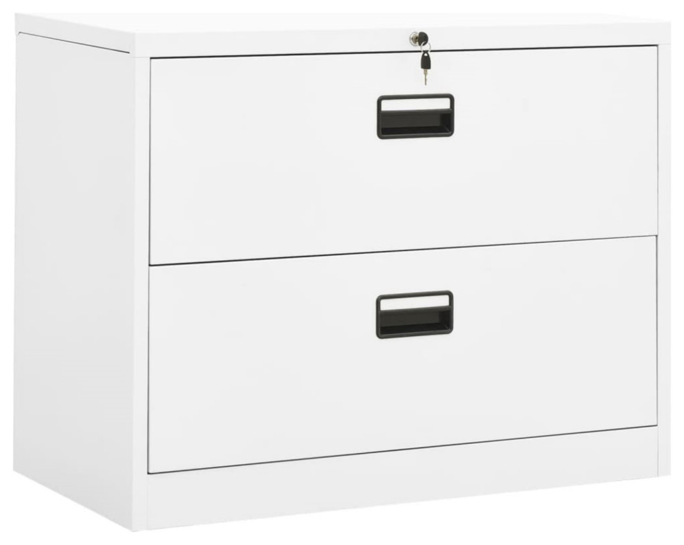 vidaXL Filing Cabinet White 35.4"x18.1"x28.5" Steel - Transitional ...