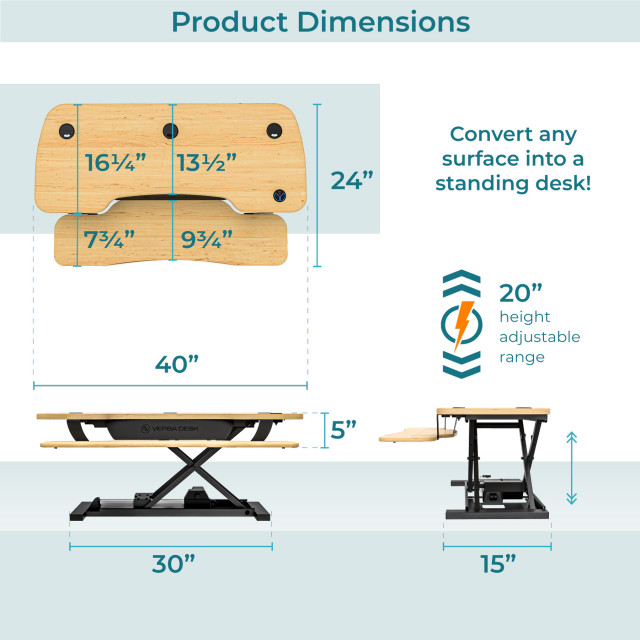 VersaDesk® PowerPro® Electric Height Adjustable Standing Desk Converter ...