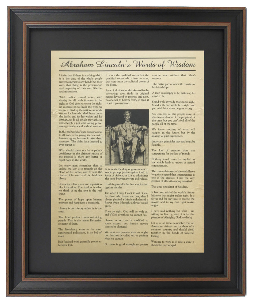 Framed Abraham Lincoln's Words of Wisdom (Famous Quotes) - Traditional ...
