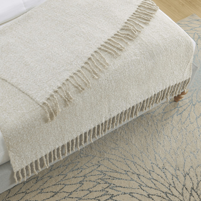 Sand Knitted Acrylic Geometric Throw Blanket - Contemporary - Throws ...