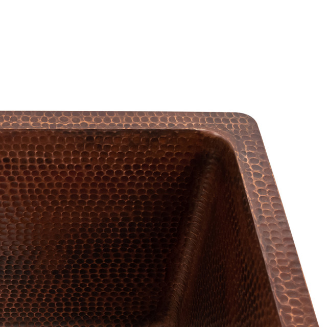 17" Rectangle Hammered Copper Bar/Prep/Laundry/Utility Sink with Accessories - Traditional - Bar ...