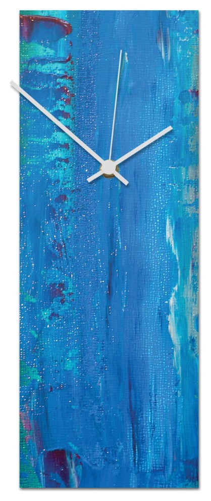Modern Wall Clock 'Urban Blue Clock' Artisan-Made Colorful Kitchen ...