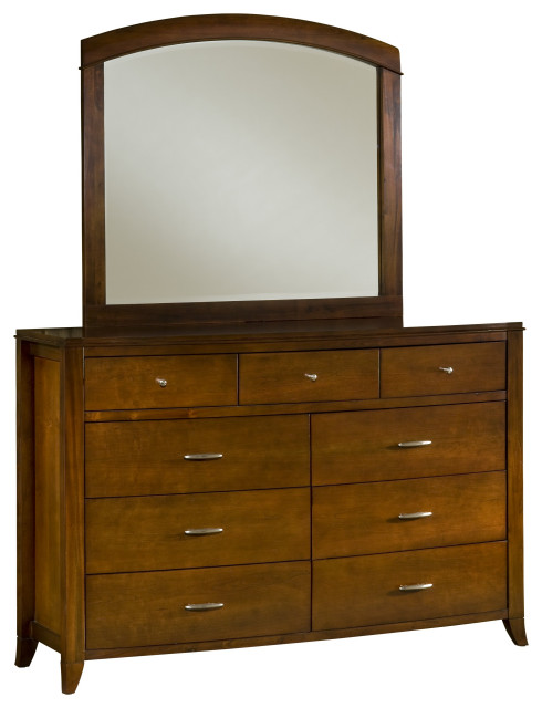 Viven 5PC Full Bed, Nightstand, Dresser, Mirror & Chest Set in Spice ...