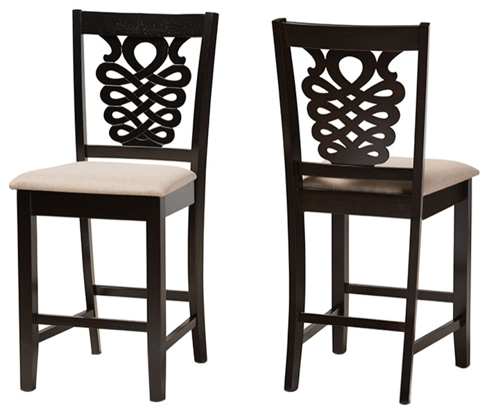 Mazur Modern Transitional Sand Fabric and Dark Brown 2-Piece Counter ...