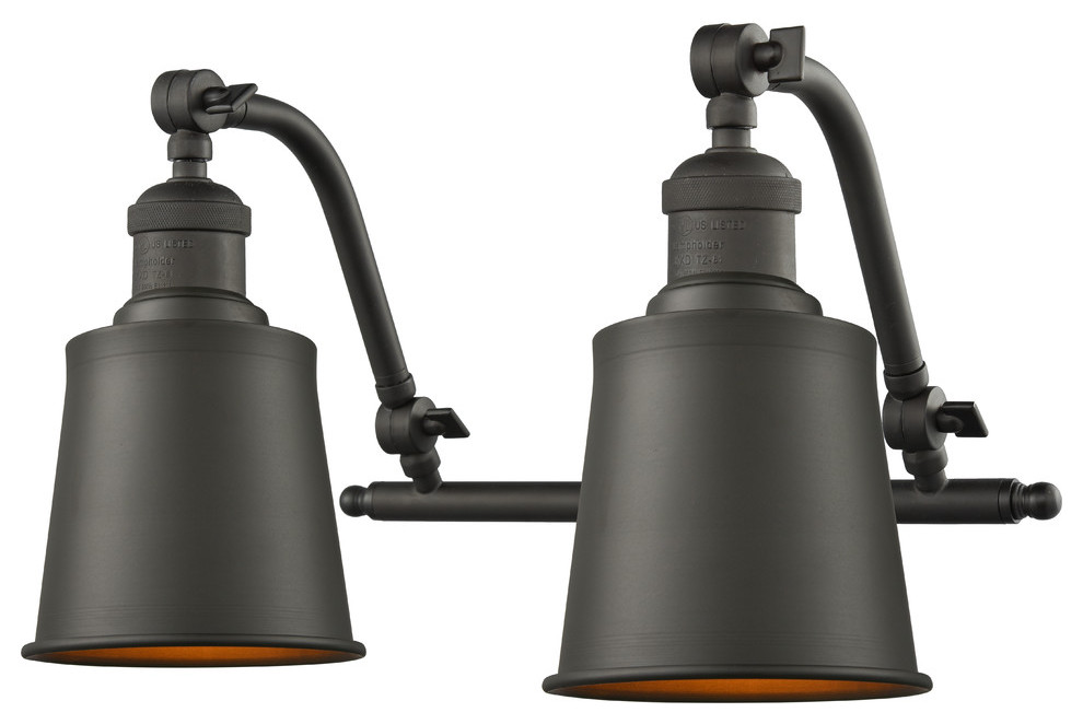 2 Light Railroad 16" Bath Fixture, Oil Rubbed Bronze/Brushed Brass ...