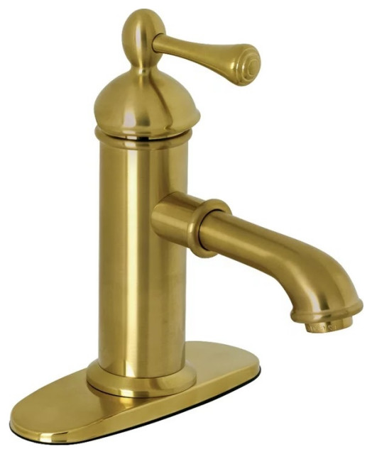 Vintage Brushed Brass Bathroom Faucet with Single Lever Handle and ...