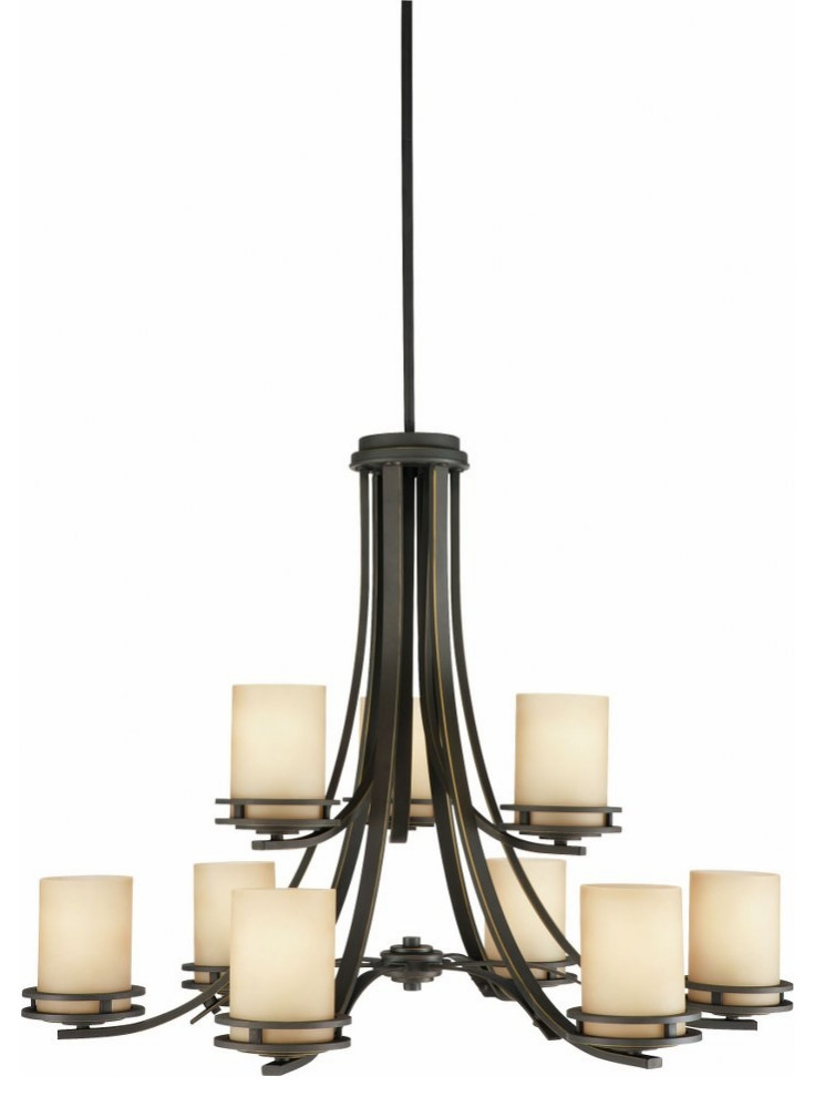 Mid Century Modern Nine Light Chandelier Olde Bronze 9 light Two Tier ...