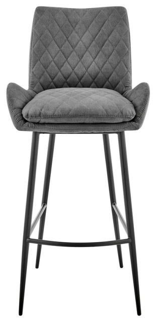31" Charcoal and Black Iron Bar Height Bar Chair - Midcentury - Bar ...