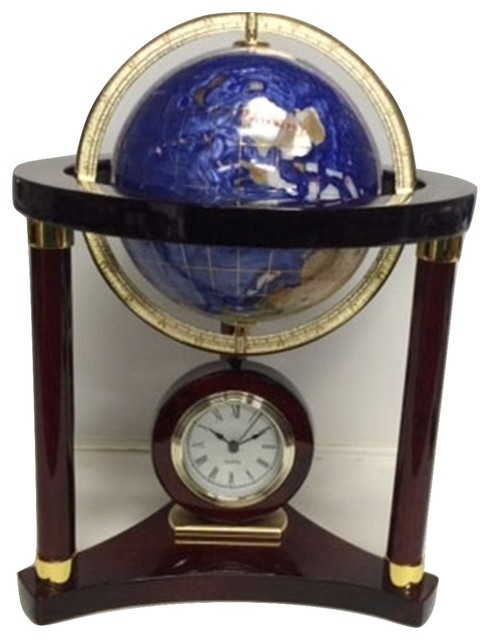 Large Globe Wood Clock - Contemporary - Desk And Mantel Clocks - by ...