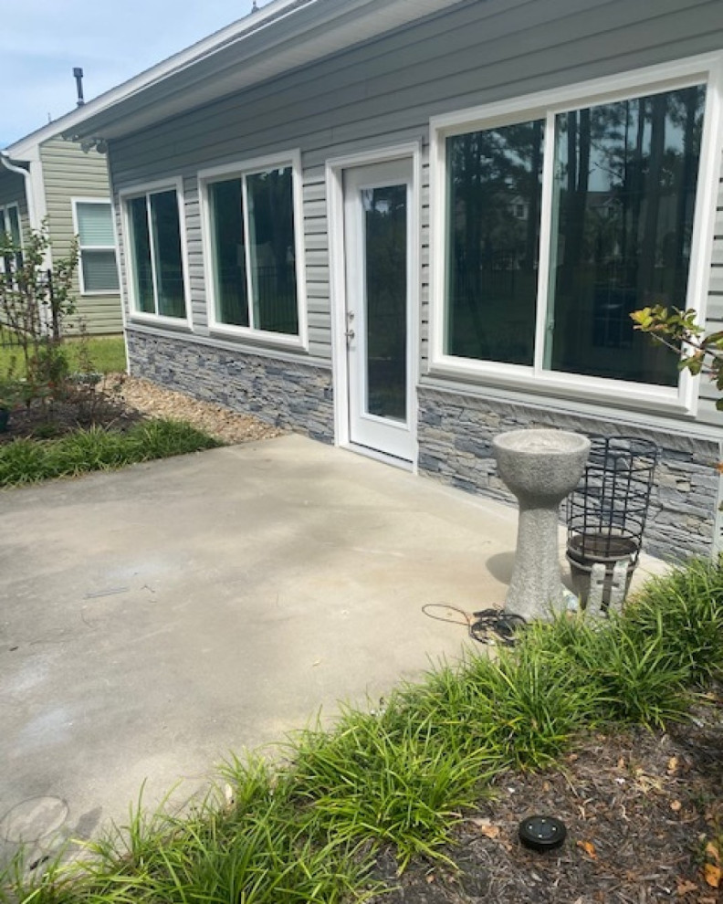 Northern Slate Stacked Stone Patio Skirting Idea - Patio - Denver - by ...
