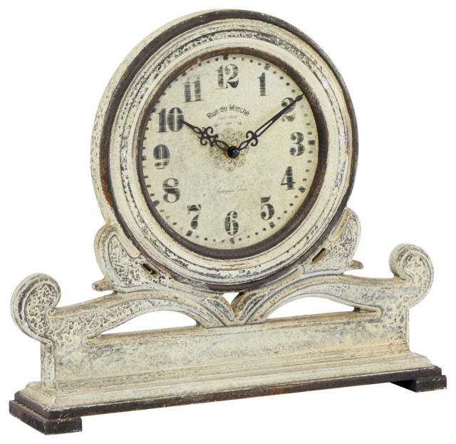 Country White Wooden Clock 50982, 16" x 4" x 15" - French Country ...
