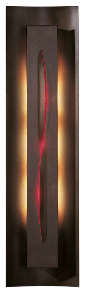 Gallery Sconce Curved Cutout, Bronze Finish, Red Glass - Contemporary ...