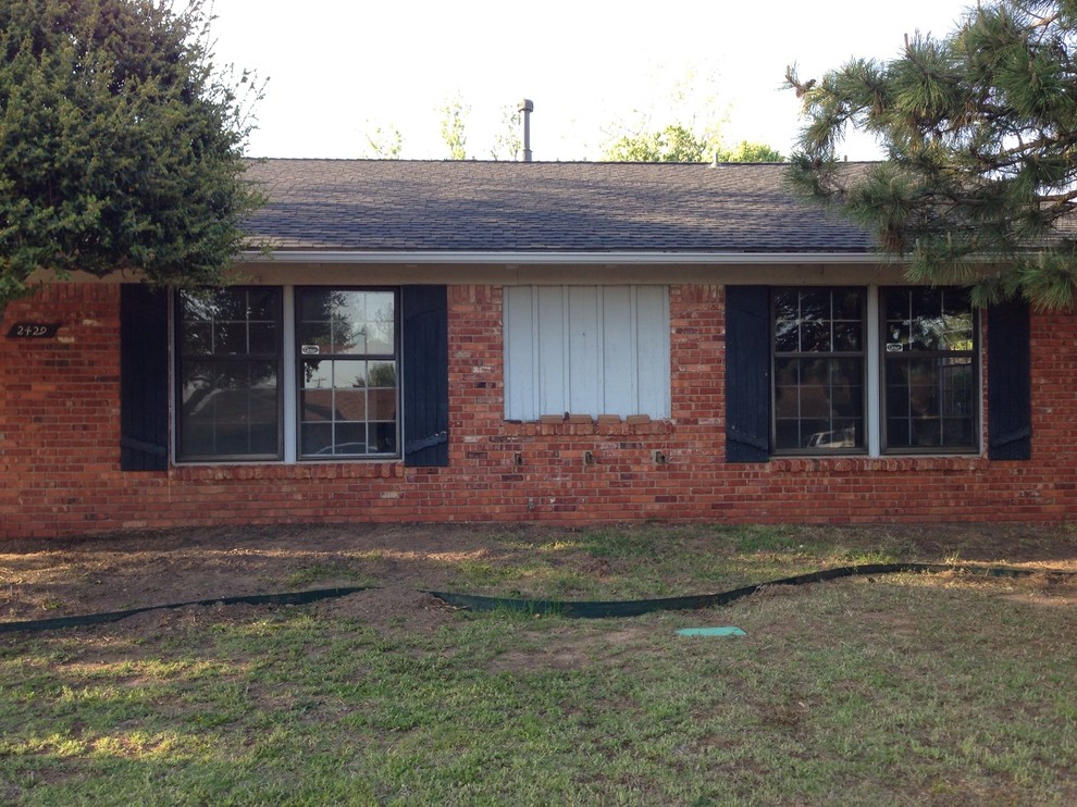 Need help on how to cover up weird wood siding area outside house!!