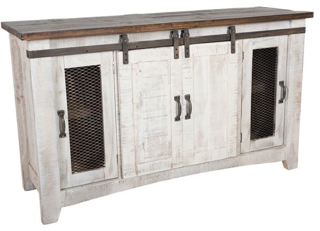 Rustic White Wash 70" TV Stand - Farmhouse - Entertainment Centers And ...