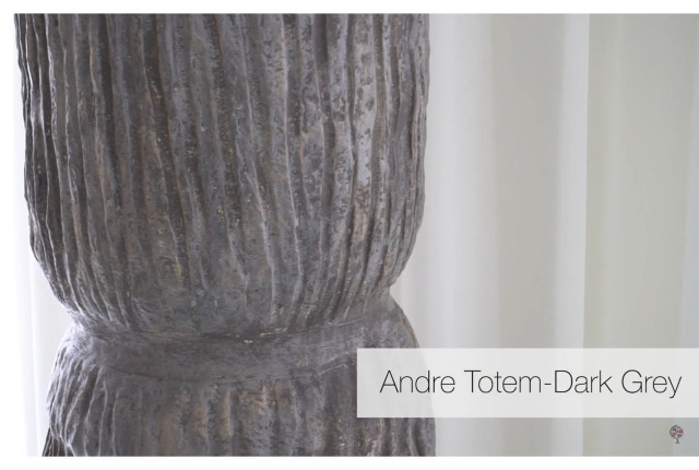 Oversize 84" Tall Modern Floor Sculpture Totem Ribbed Pillar Ball ...