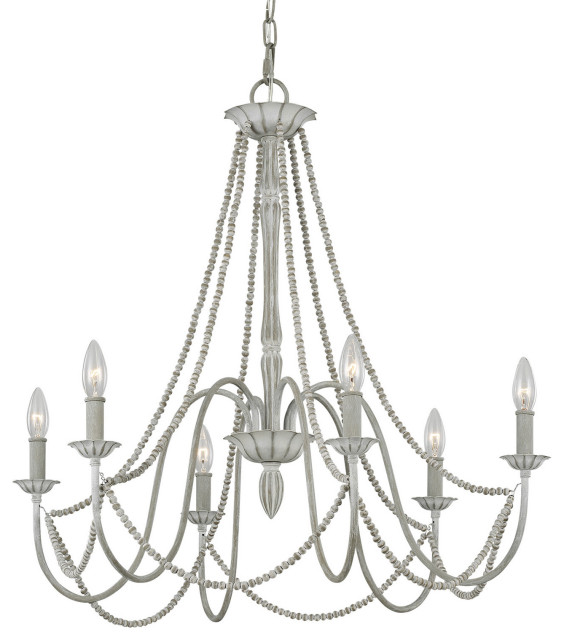 Feiss F3240/6 Maryville 6 Light 28"W Outdoor Beaded Chandelier - French ...
