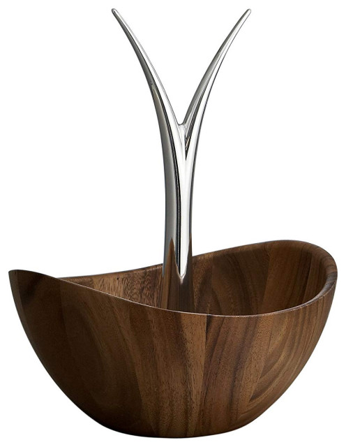 Nambe Acacia Wood Fruit Tree Bowl With Alloy Metal Branch 12 ...
