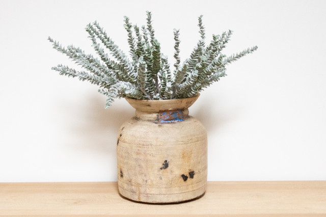 Rustic Colonial Wooden Water Pot-Rani - Rustic - Indoor Pots And ...