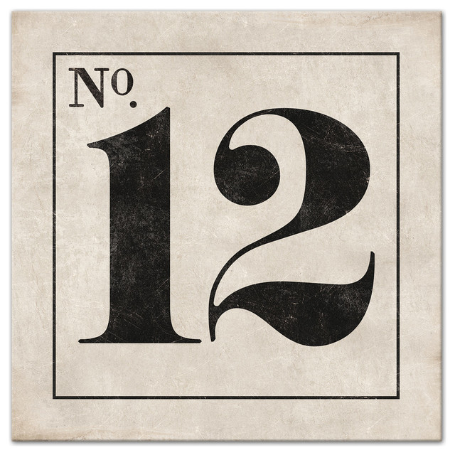 Vintage Number 12 Sign Canvas Wall Art, 30x30 - Contemporary - Prints ...