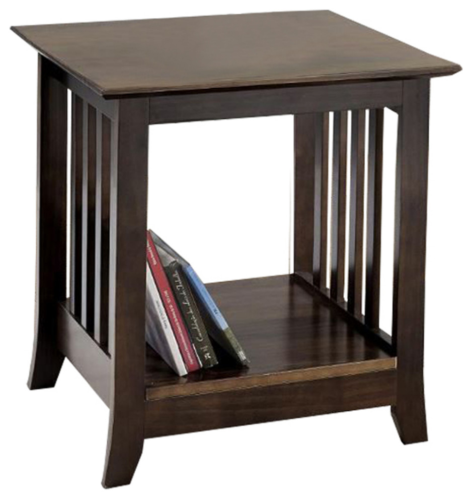 Rectangular Wooden Frame End Table with Angled Legs and Open Shelf ...