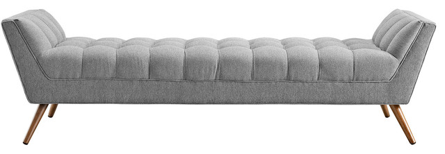 Modern Contemporary Fabric Bench , Gray, Fabric - Contemporary ...