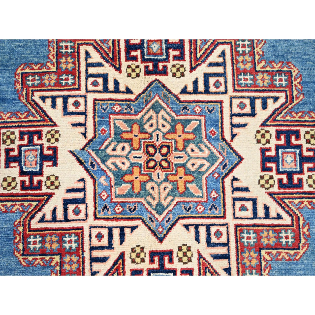 Cerulean Blue Special Kazak Wool Hand Knotted Natural Dyes Rug 9' x 11 ...