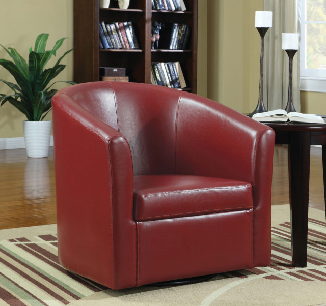 Turner Upholstery Sloped Arm Accent Swivel Chair Red - Contemporary ...