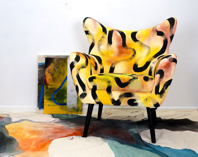 Hand painted accent chair, signature chair, upholstered chair , lounge ...