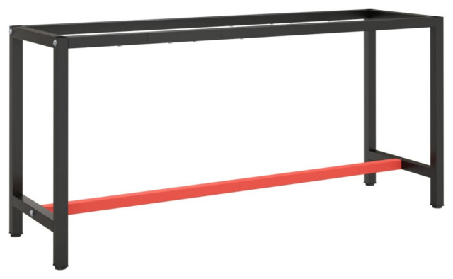 Vidaxl Work Bench Frame Matte Black and Matte Red 66.9"x19.7"x31.1 ...