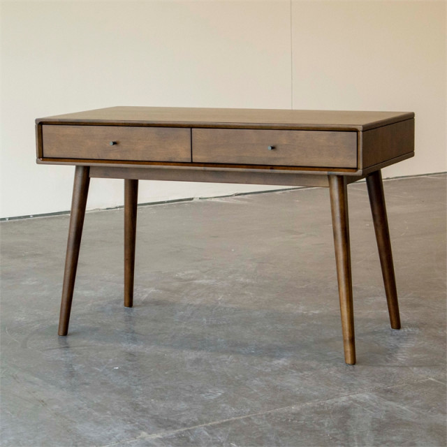 Cooper Mid Century Solid Wood Walnut Home Office Work Desk and Study ...