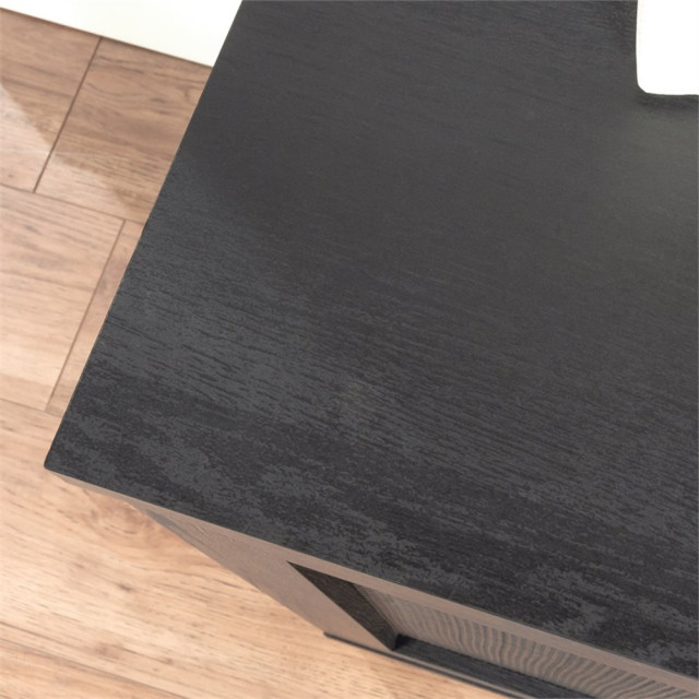 Pemberly Row Contemporary Engineered Wood Library Base in Raven Oak ...