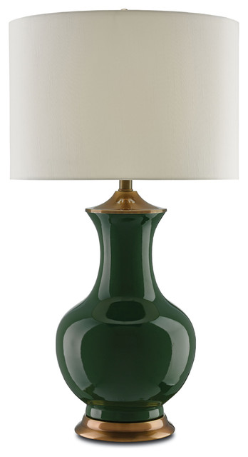 Lilou Table Lamp Green 1-Light, Greentique Brass - Transitional - Table ...