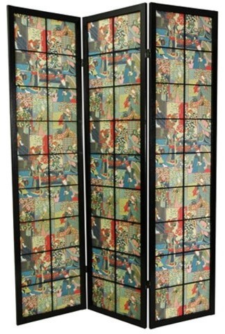 6' Tall Kabuki Shoji Screen, Black - Asian - Screens And Room Dividers ...