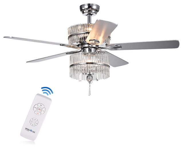 Wyllow Crystal 52-inch Ceiling Fan (Remote Controlled) - Contemporary ...