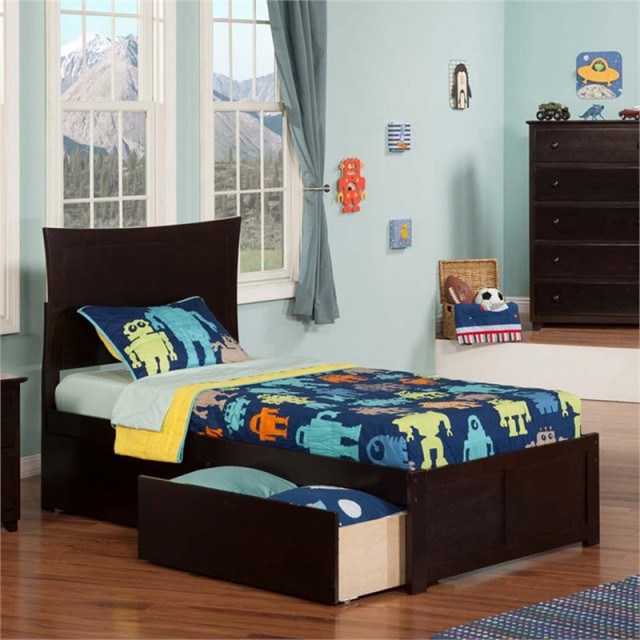 AFI Metro Twin XL Solid Wood Bed with Storage Drawers in Espresso, Twin ...