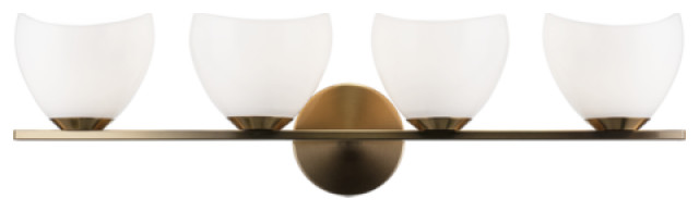 Uptowne Bath Vanity Light, 4-Light, Aged Gold Brass, Opal Glass Shade ...