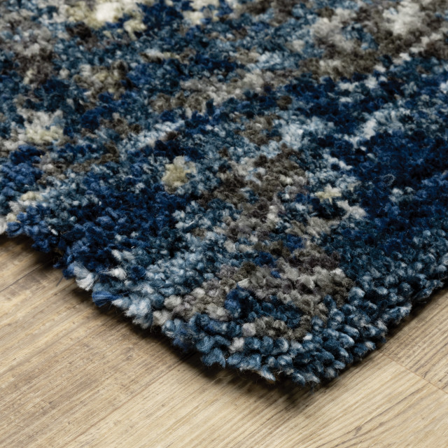 Oriental Weavers ASPEN 2060L Shag Blue/ Grey Runner Area Rug, 2'3"x7'6 ...